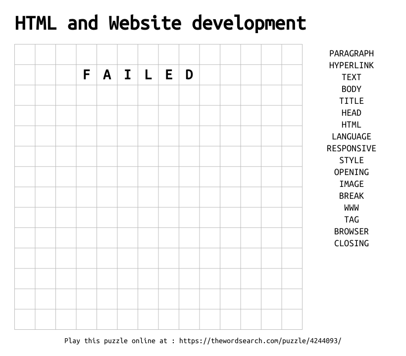 Download Word Search on HTML and Website development
