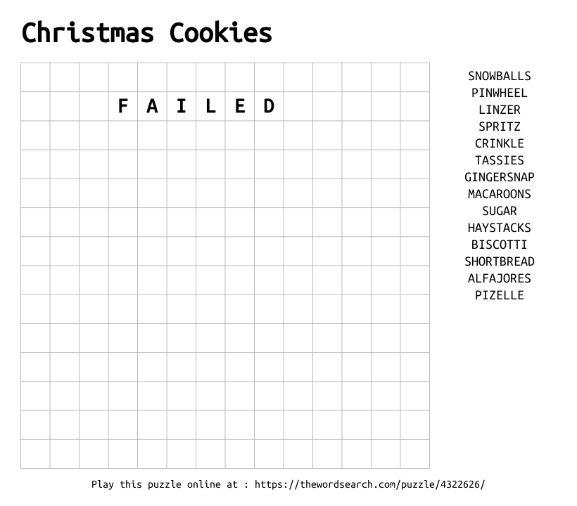 Download Word Search on Christmas Cookies