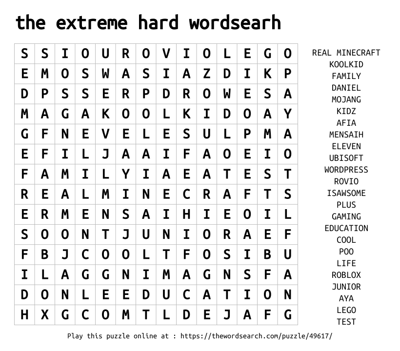Download Word Search On The Extreme Hard Wordsearh Download Word Search On The Extreme Hard Wordsearh