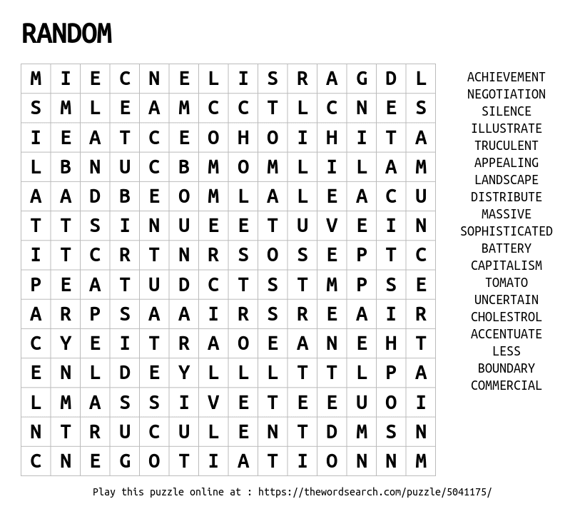 RANDOM Word Search