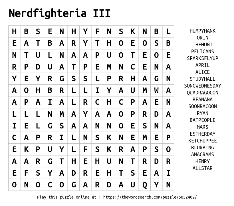 Download Word Search on Nerdfighteria III