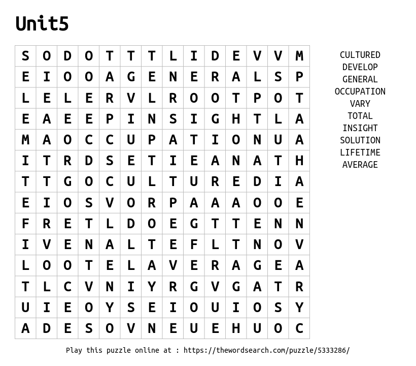 Unit5 Word Search