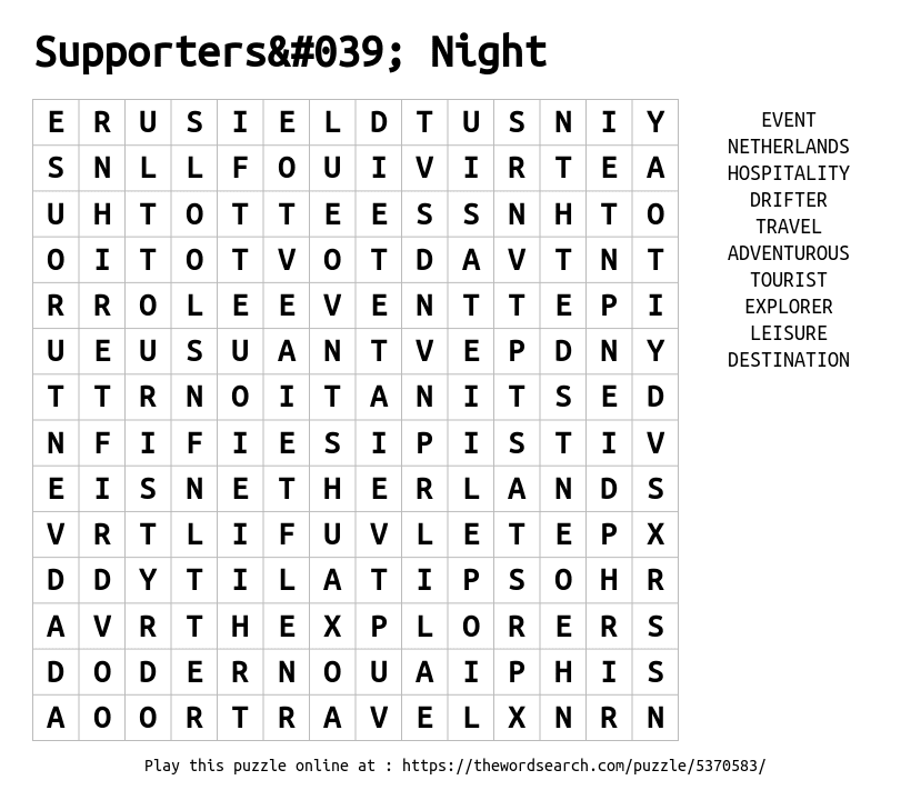 Download Word Search on Supporters' Night
