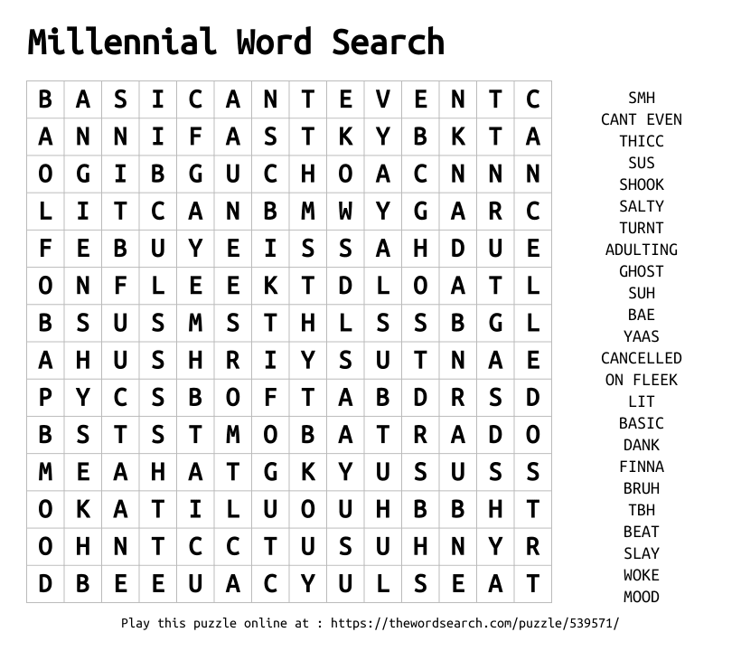 Download Word Search on Millennial Word Search