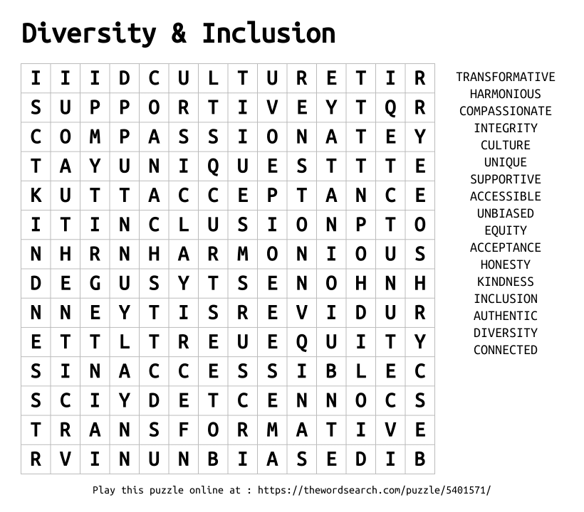 Download Word Search on Diversity & Inclusion