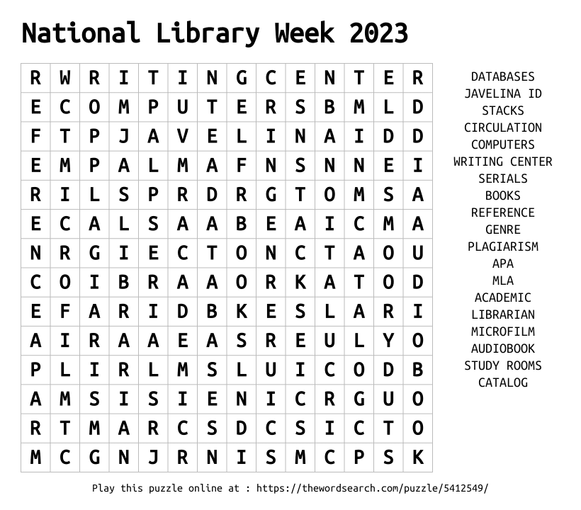 Download Word Search on National Library Week 2023