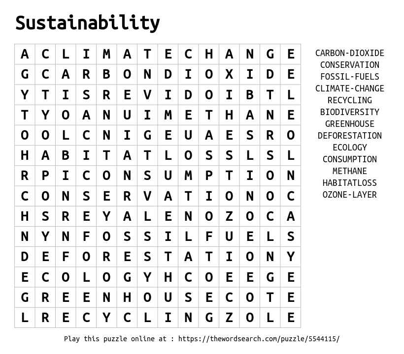 Download Word Search on Sustainability