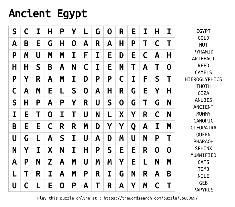Download Word Search on Ancient Egypt