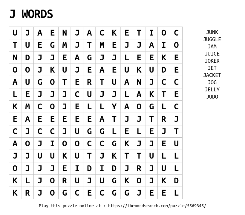 Download Word Search on J WORDS