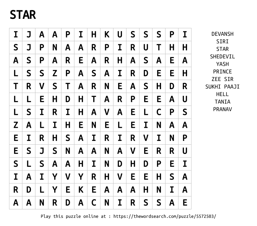 Download Word Search on STAR