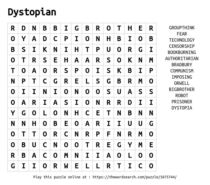 Dystopian Word Search