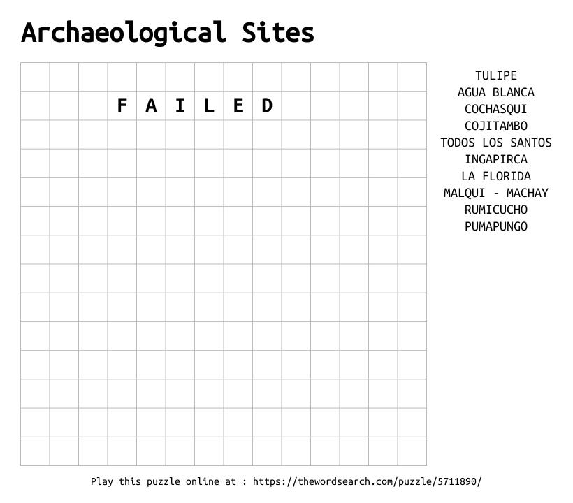 Download Word Search on Archaeological Sites