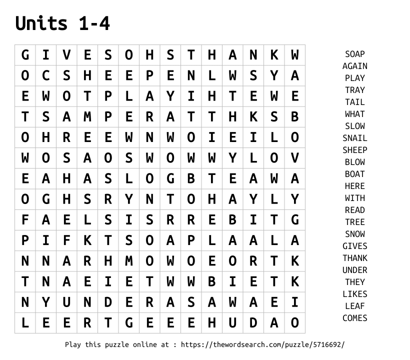 Units 1-4 Word Search