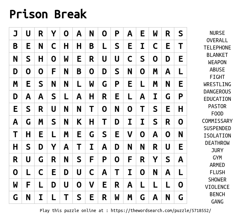 Download Word Search on Prison Break