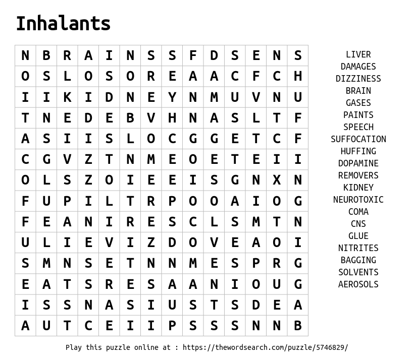 Download Word Search on Inhalants