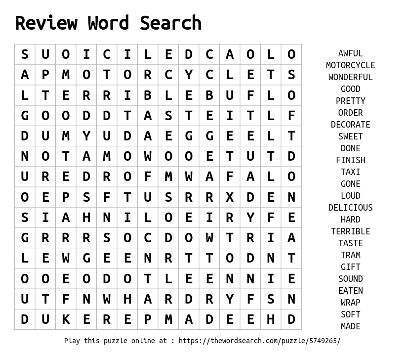 Download Word Search on Review Word Search