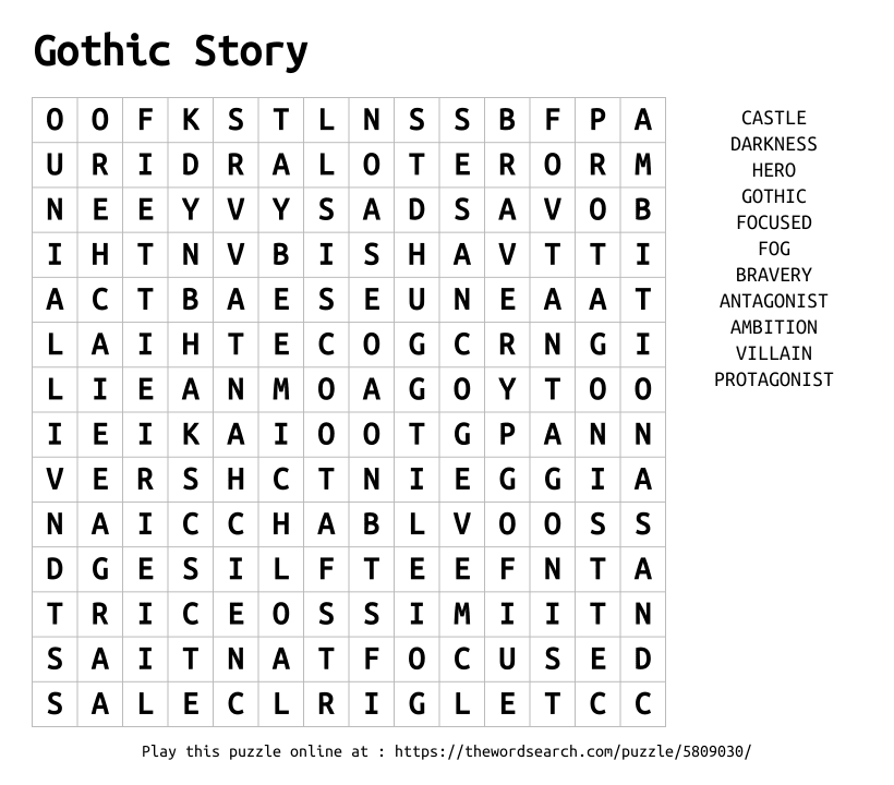 Download Word Search on Gothic Story