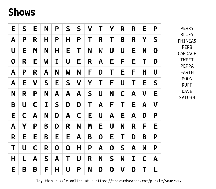 Download Word Search on Shows