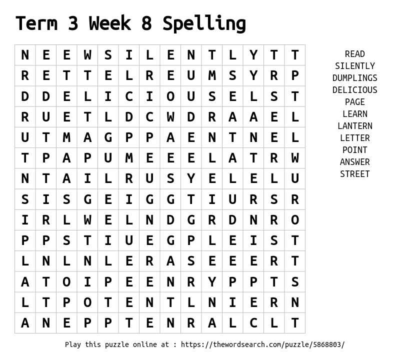 Download Word Search on Term 3 Week 8 Spelling