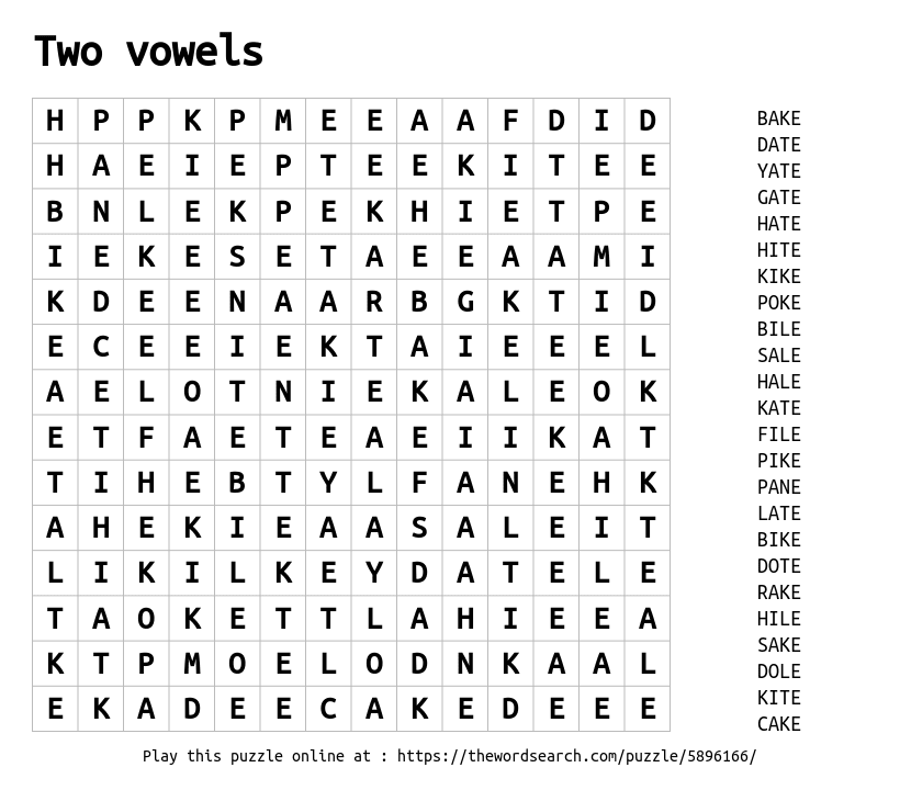 Download Word Search on Two vowels
