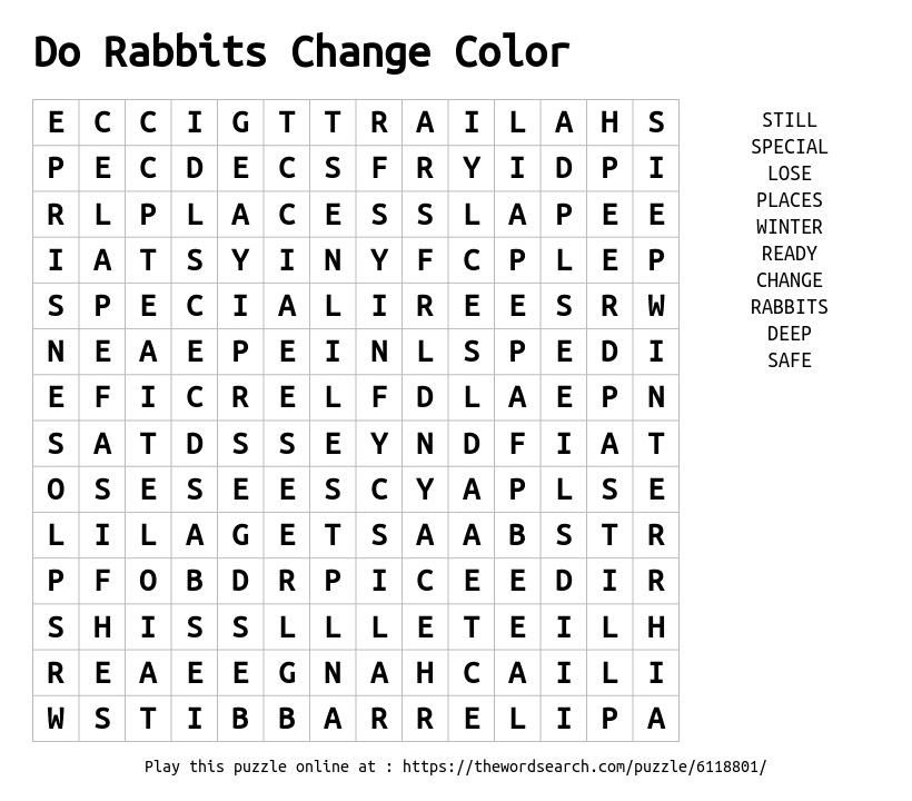 Download Word Search on Do Rabbits Change Color