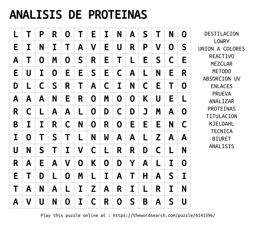 ANALISIS DE PROTEINAS Word Search