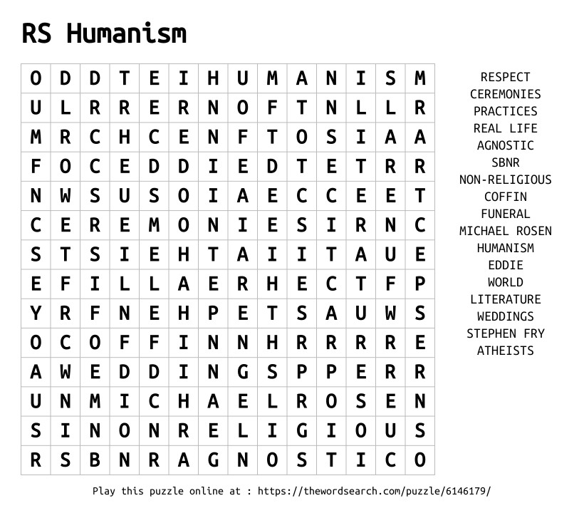 RS Humanism Word Search