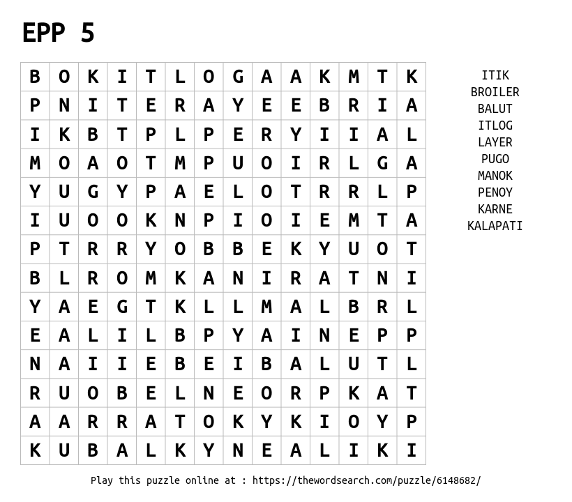 EPP 5 Word Search