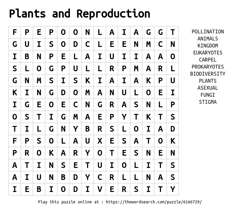 Download Word Search on Plants and Reproduction