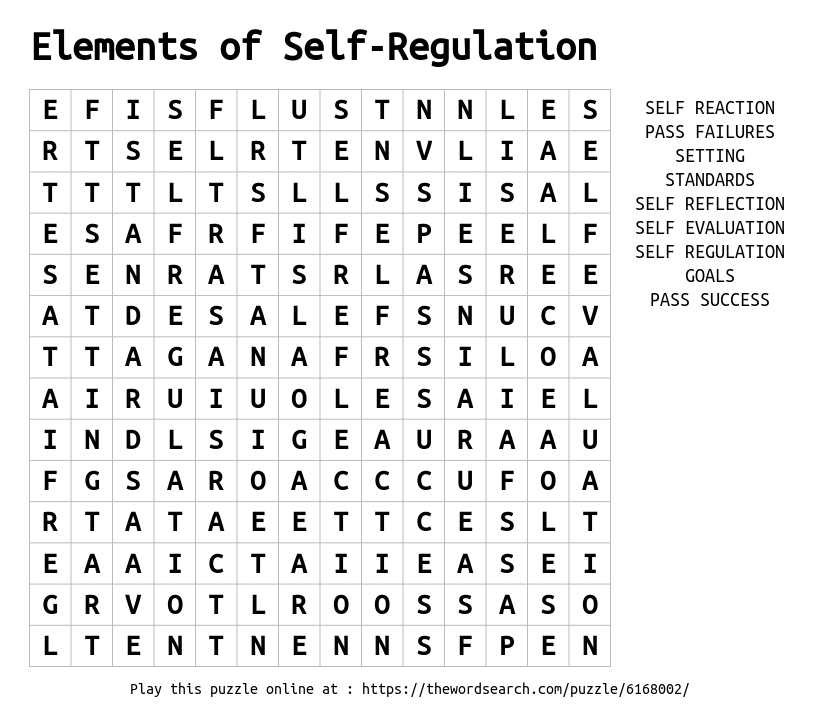 Download Word Search on Elements of Self-Regulation