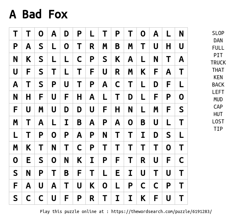 Download Word Search on A Bad Fox