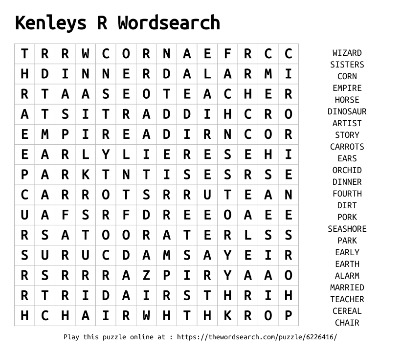 Download Word Search on Kenleys R Wordsearch