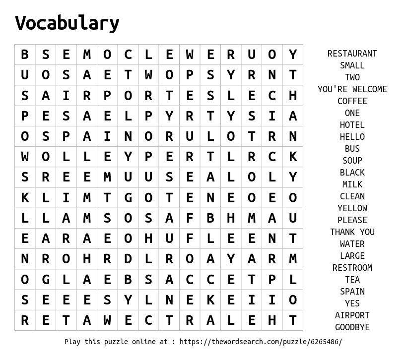 Download Word Search on Vocabulary