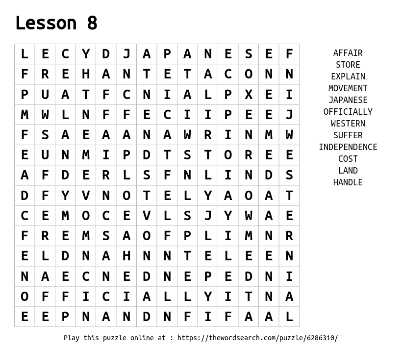 Download Word Search on Lesson 8