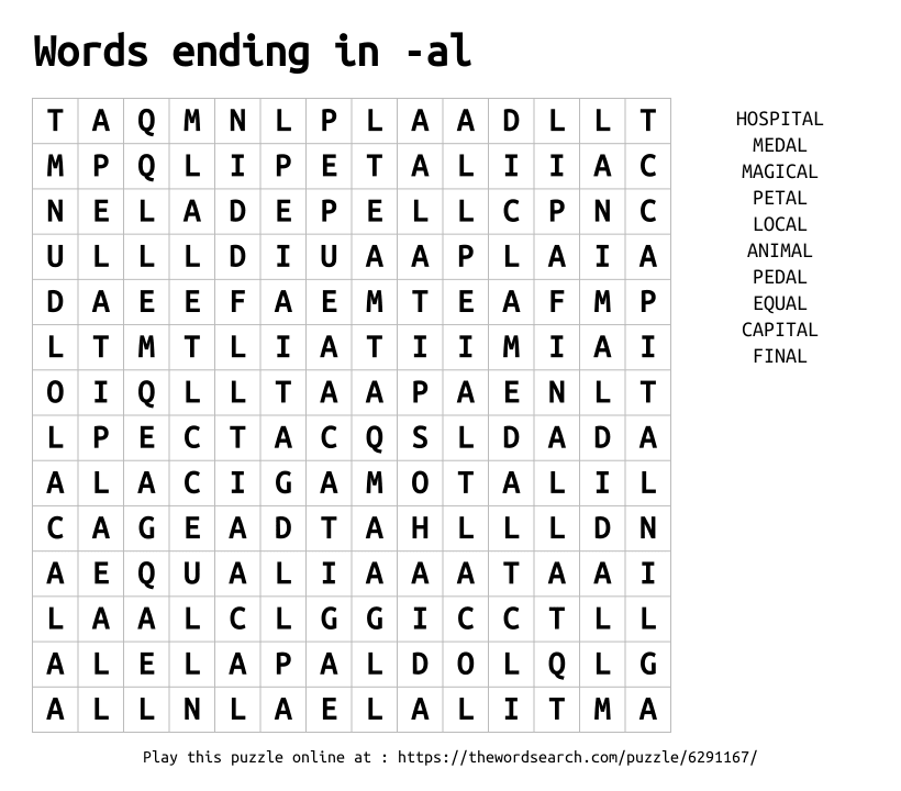 Download Word Search On Words Ending In al Download Word Search On Words Ending In al