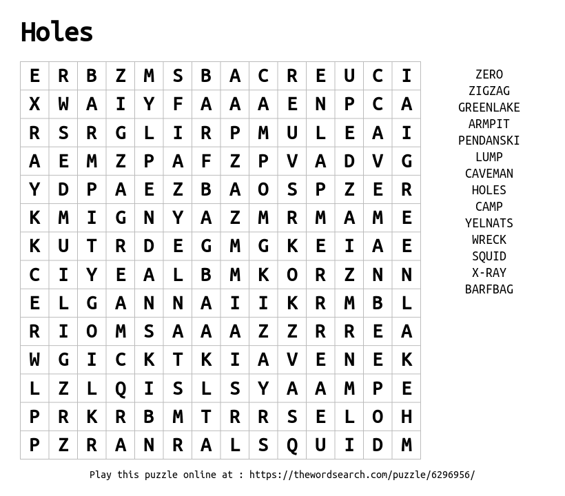 Download Word Search on Holes