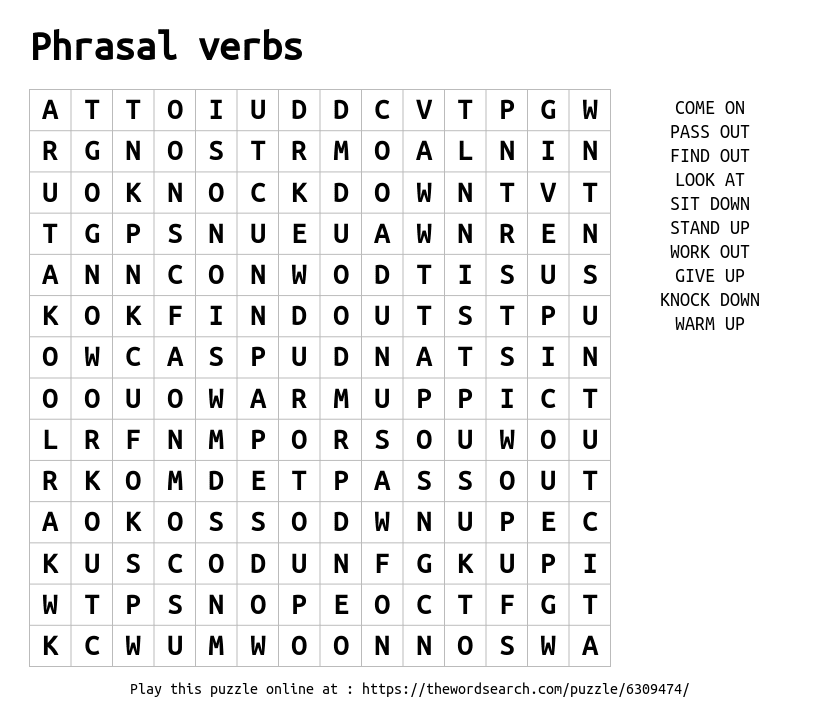 Download Word Search on Phrasal verbs