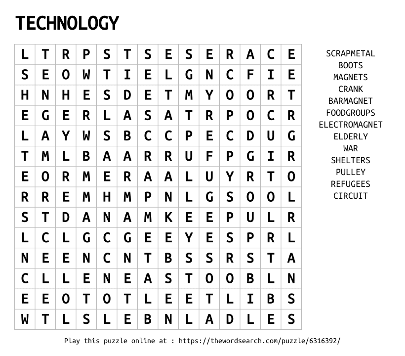 TECHNOLOGY Word Search