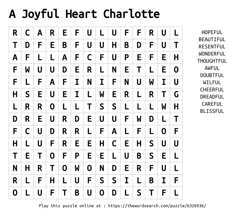 Download Word Search on A Joyful Heart Charlotte