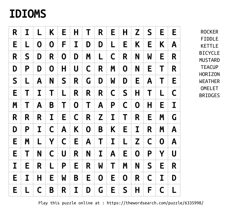 IDIOMS Word Search