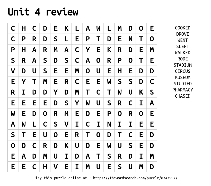 Download Word Search on Unit 4 review