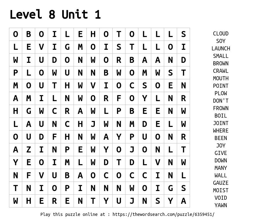 Download Word Search on Level 8 Unit 1