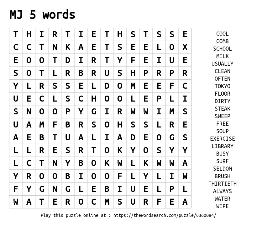 Download Word Search on MJ 5 words