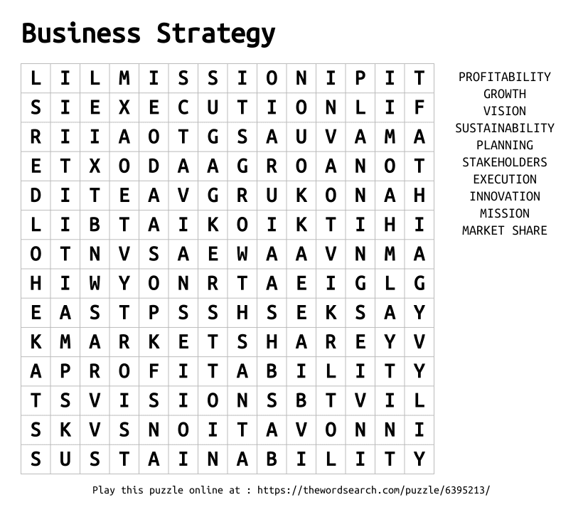 Business Strategy Word Search
