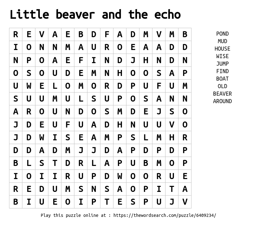 Download Word Search on Little beaver and the echo