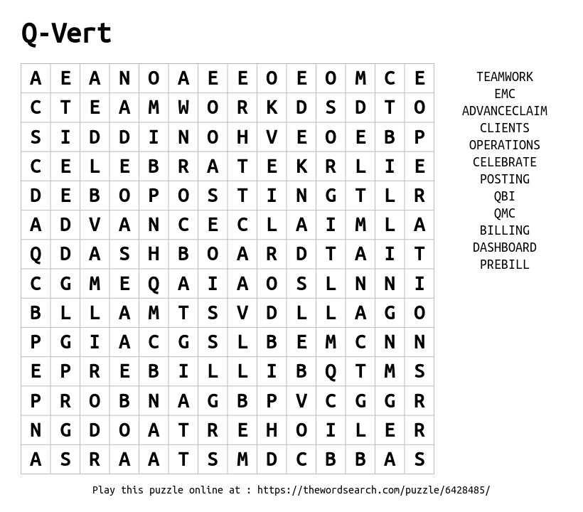 Q-Vert Word Search