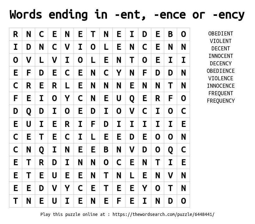 Download Word Search On Words Ending In ent ence Or ency download-word-search-on-words-ending-in-ent-ence-or-ency