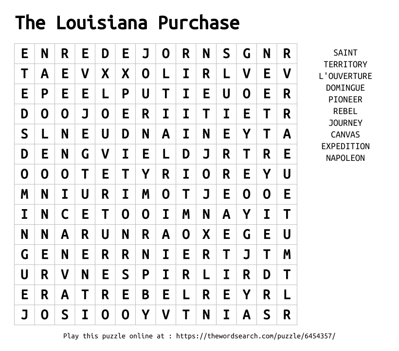 Download Word Search on The Louisiana Purchase