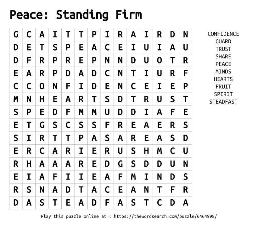 Download Word Search on Peace: Standing Firm