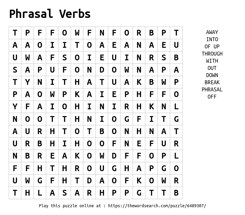 Download Word Search on Phrasal Verbs
